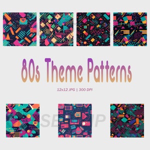 80s RETRO, Throwback Patters, 80s Themed, Vibrant Colors, Printable ...