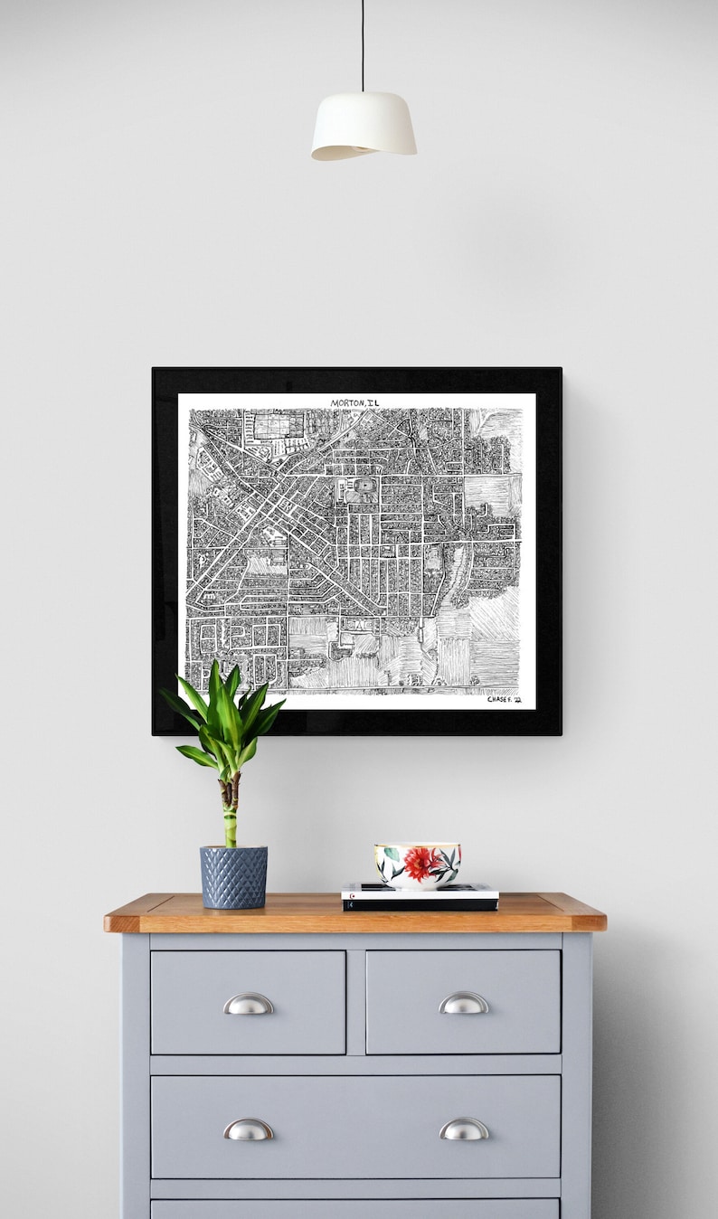 Hand-drawn Map of Morton, Illinois (digital Download) - Etsy