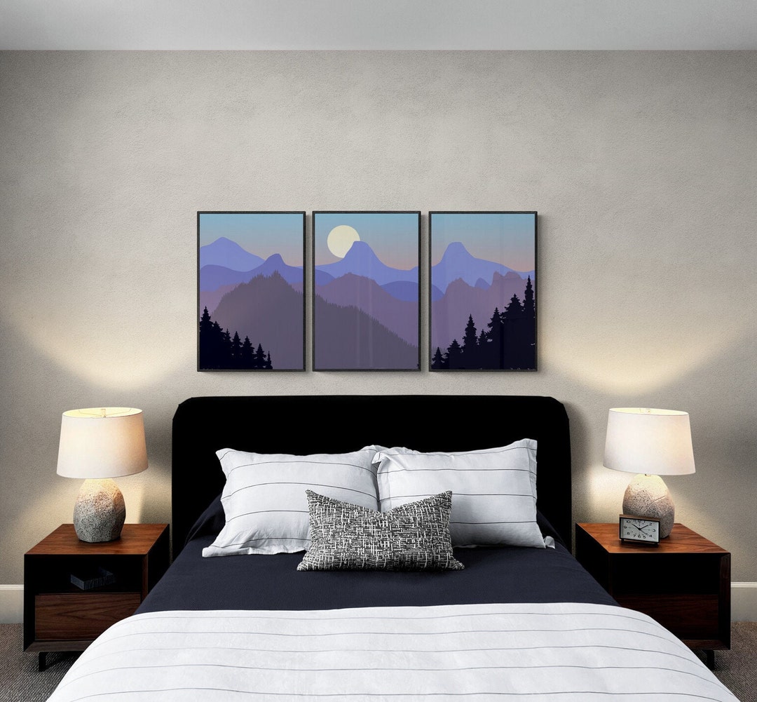 Modern 2D Print Set of 3 Full Piece, Beautiful Mountains Display ...