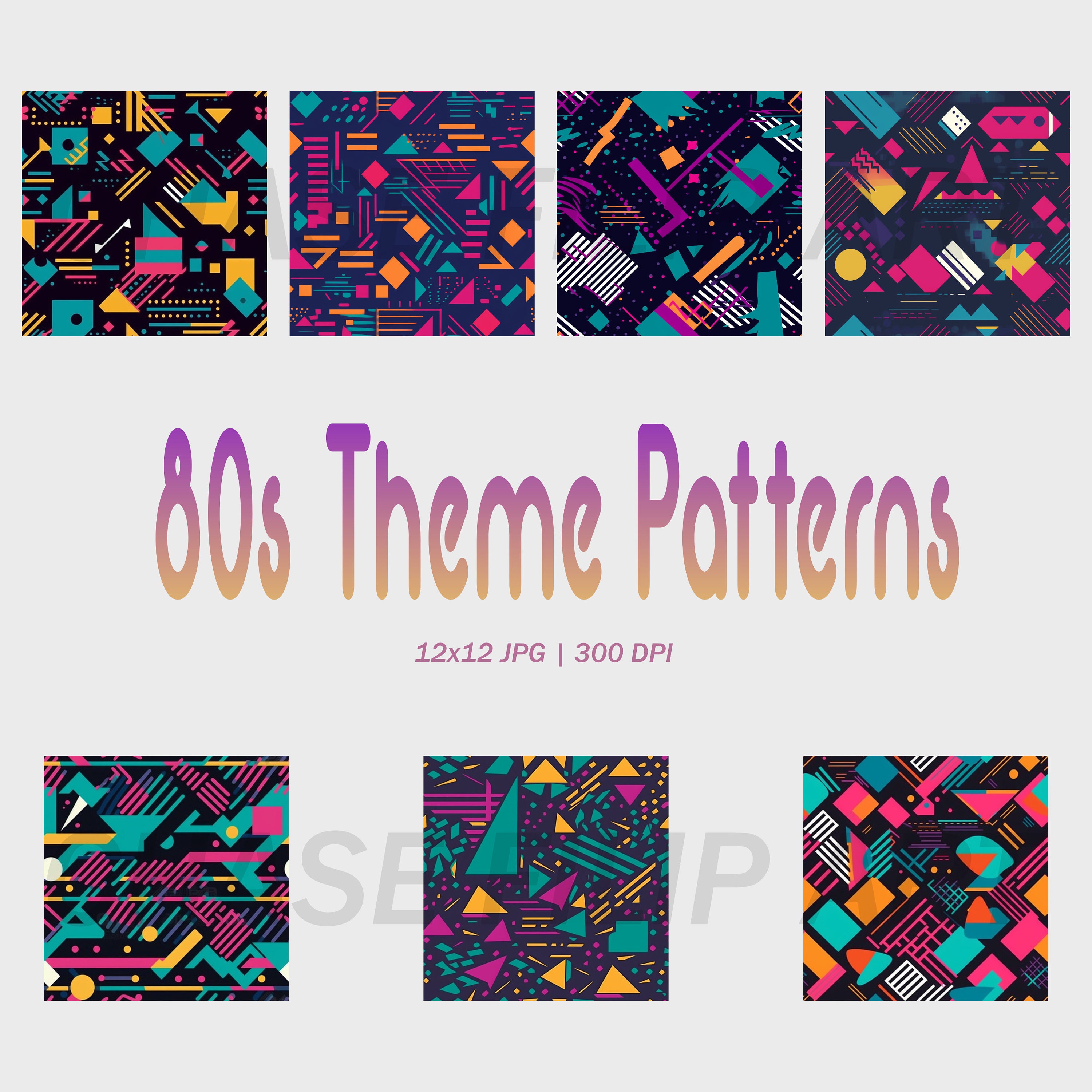 80s RETRO, Throwback Patters, 80s Themed, Vibrant Colors, Printable ...