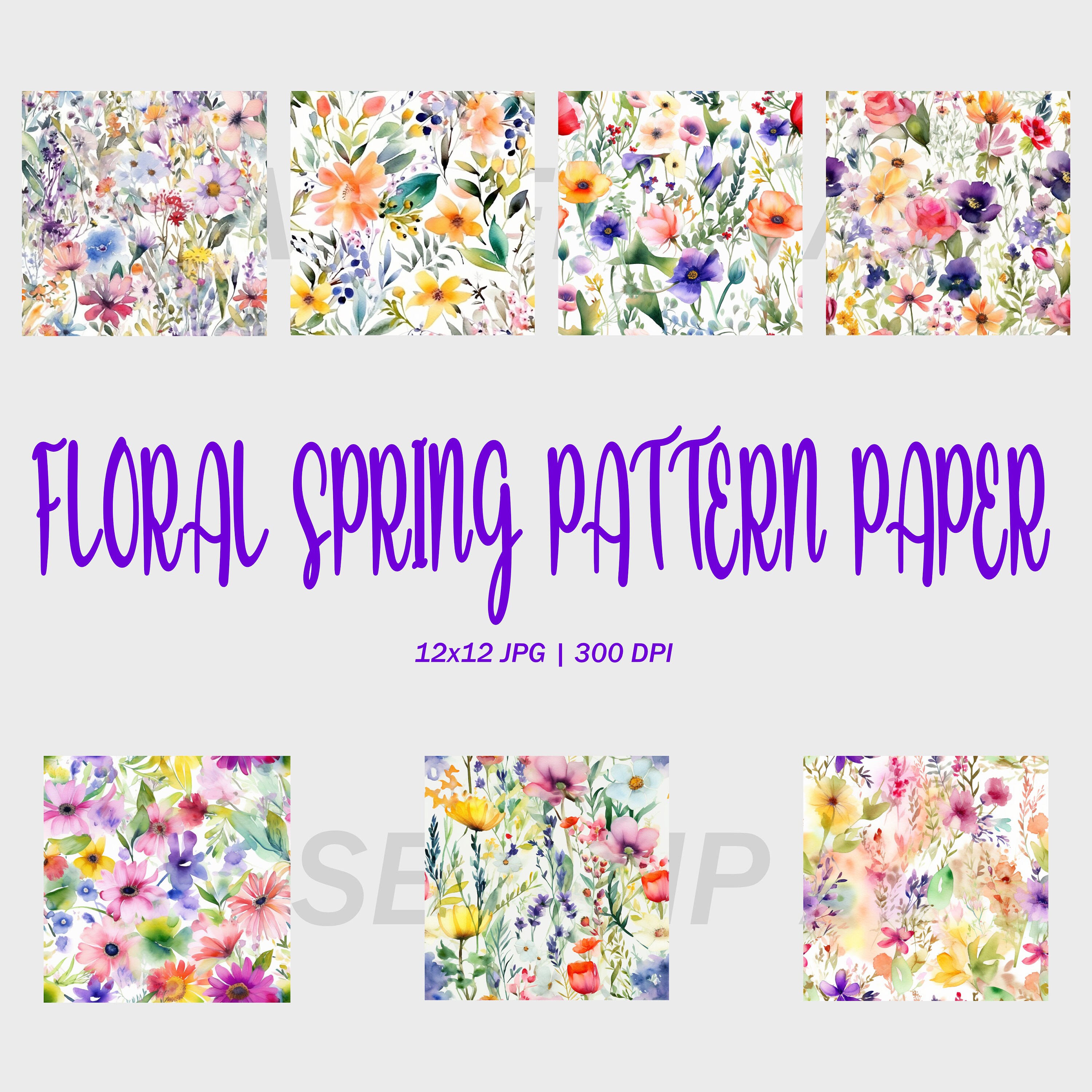 FLORAL SPRING, Watercolor Floral Seamless Patterns, Spring Flowers ...