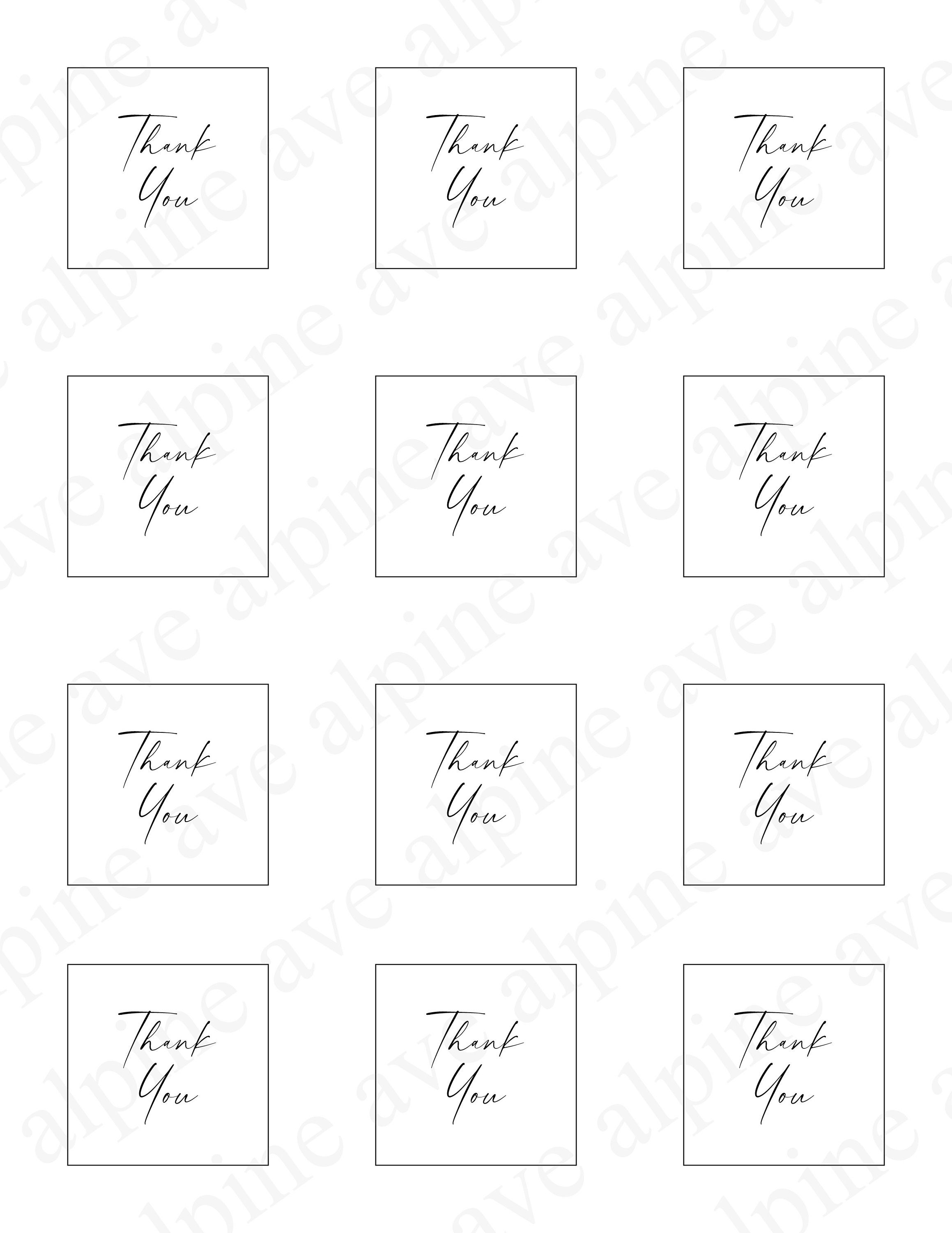 Printable Gift Tags Thank You 2x2 - Etsy