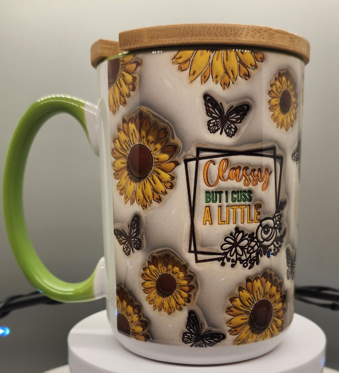 Cute "classy but I Cuss a Little" Design 15oz Mug With Bamboo Cover - Etsy