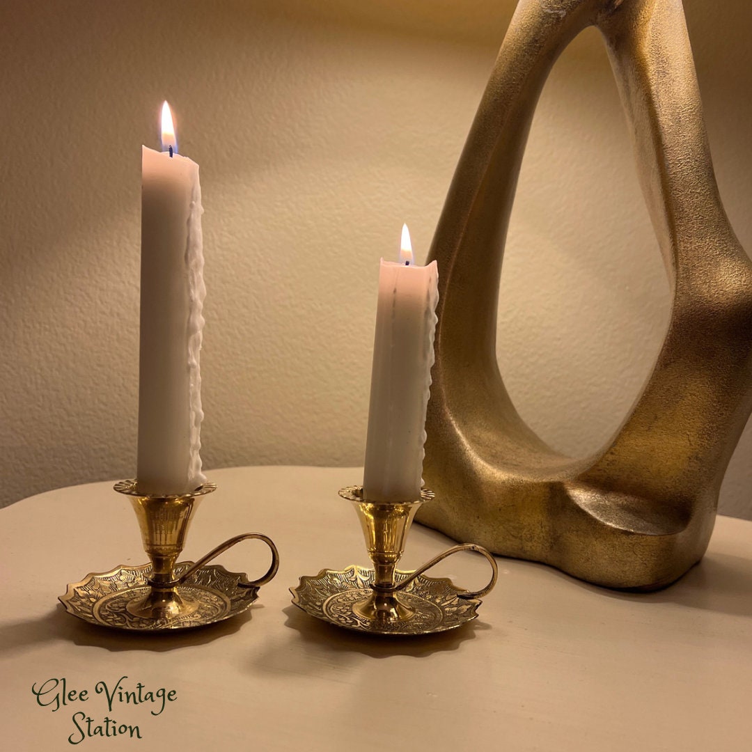 Vintage Brass Candle Holder With Handle - Etsy