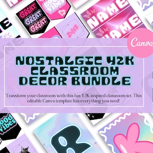 Y2K Classroom Decor Bundle, Editable Canva Template - Etsy