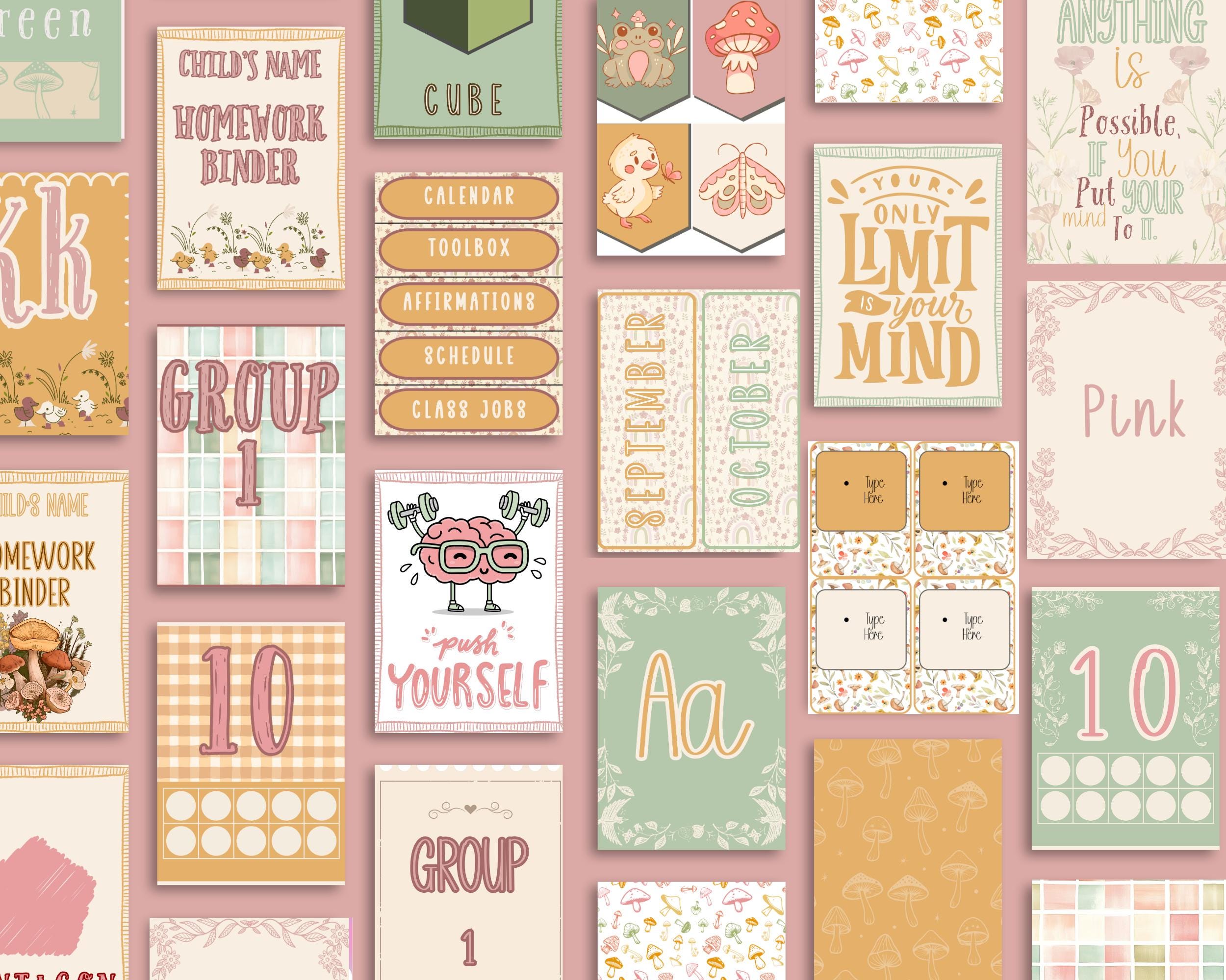 Cozy Classroom Decor Bundle, Cottagecore, Editable Canva Template for ...