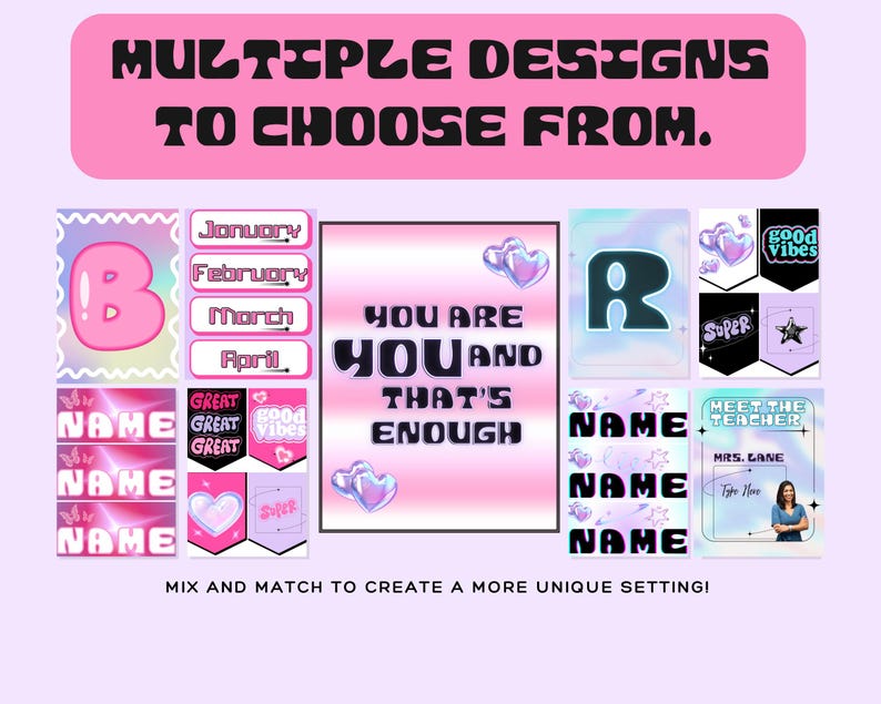 Y2k Classroom Decor Bundle, Editable Canva Template for Teachers ...