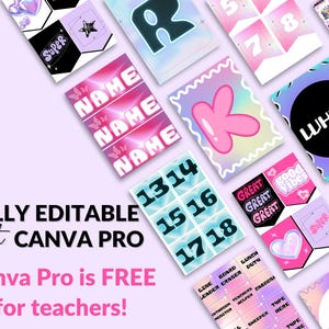 Y2k Classroom Decor Bundle, Editable Canva Template for Teachers ...