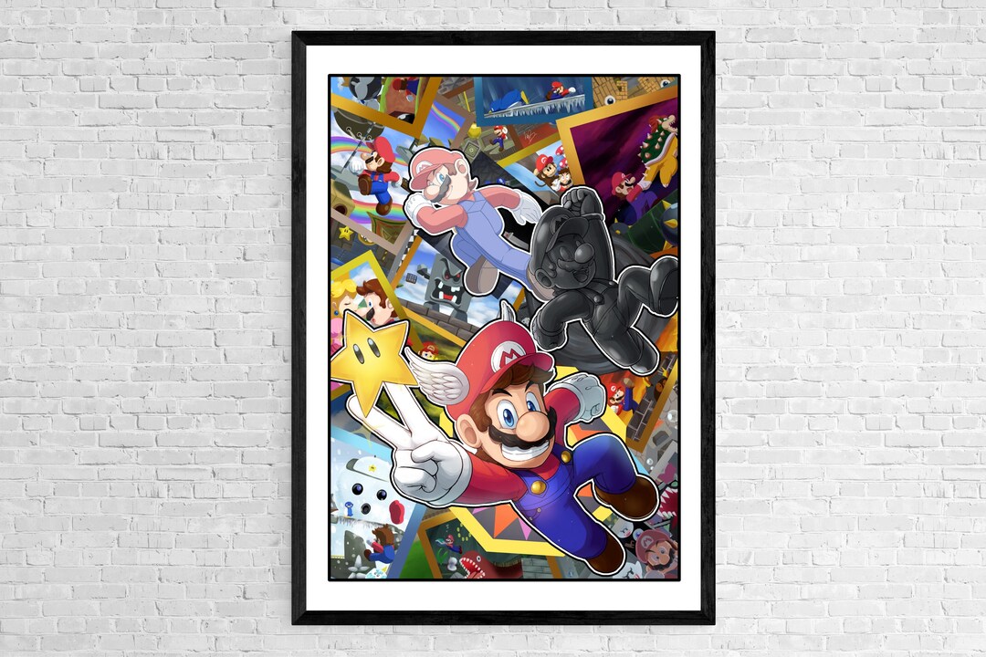 Mario Game Art Art Deco Art Print Poster Comic - Etsy
