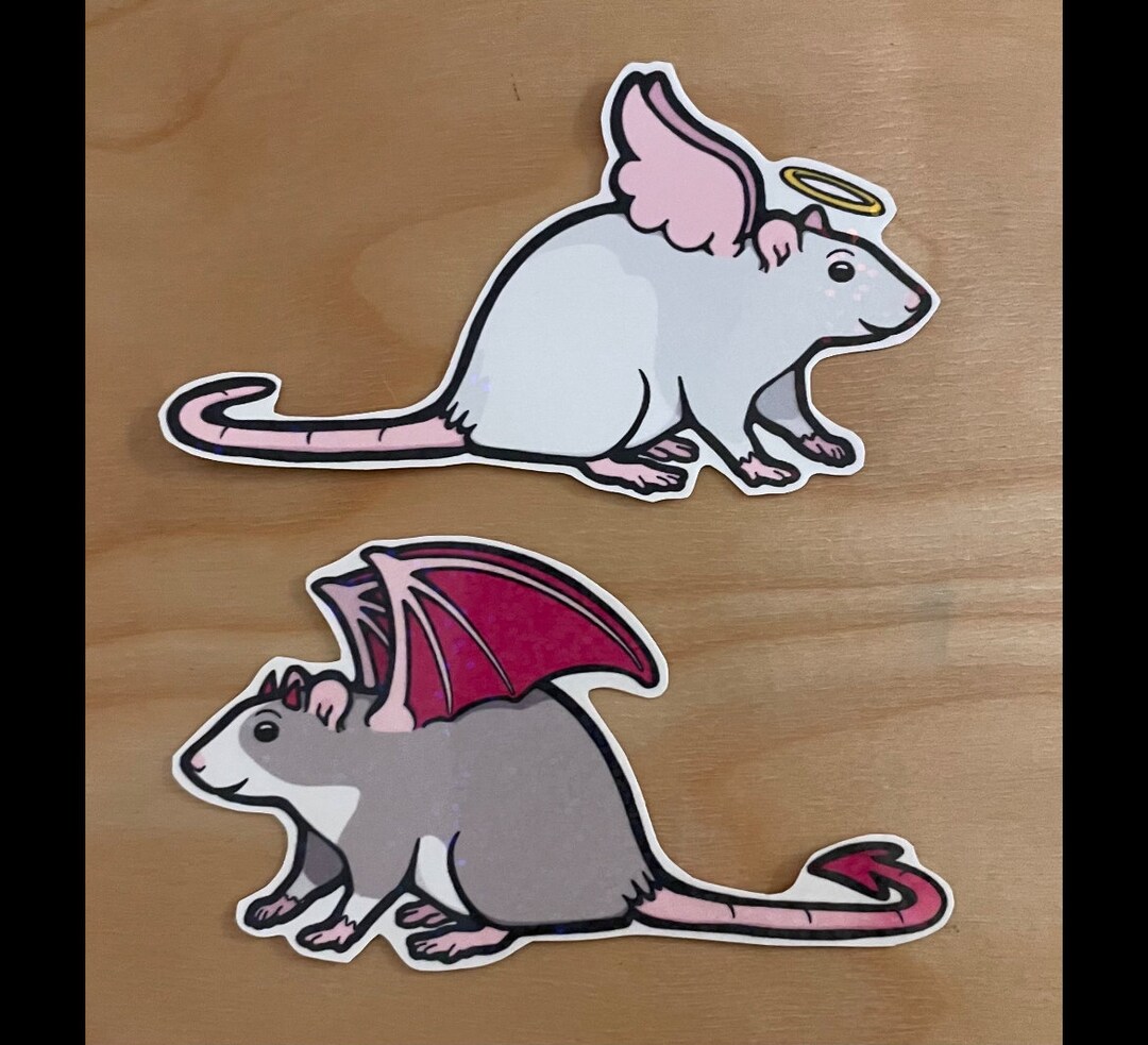 Angel or Devil Rat Any 6 Stickers for 15.oo Mouse Vinyl Decal Cute ...