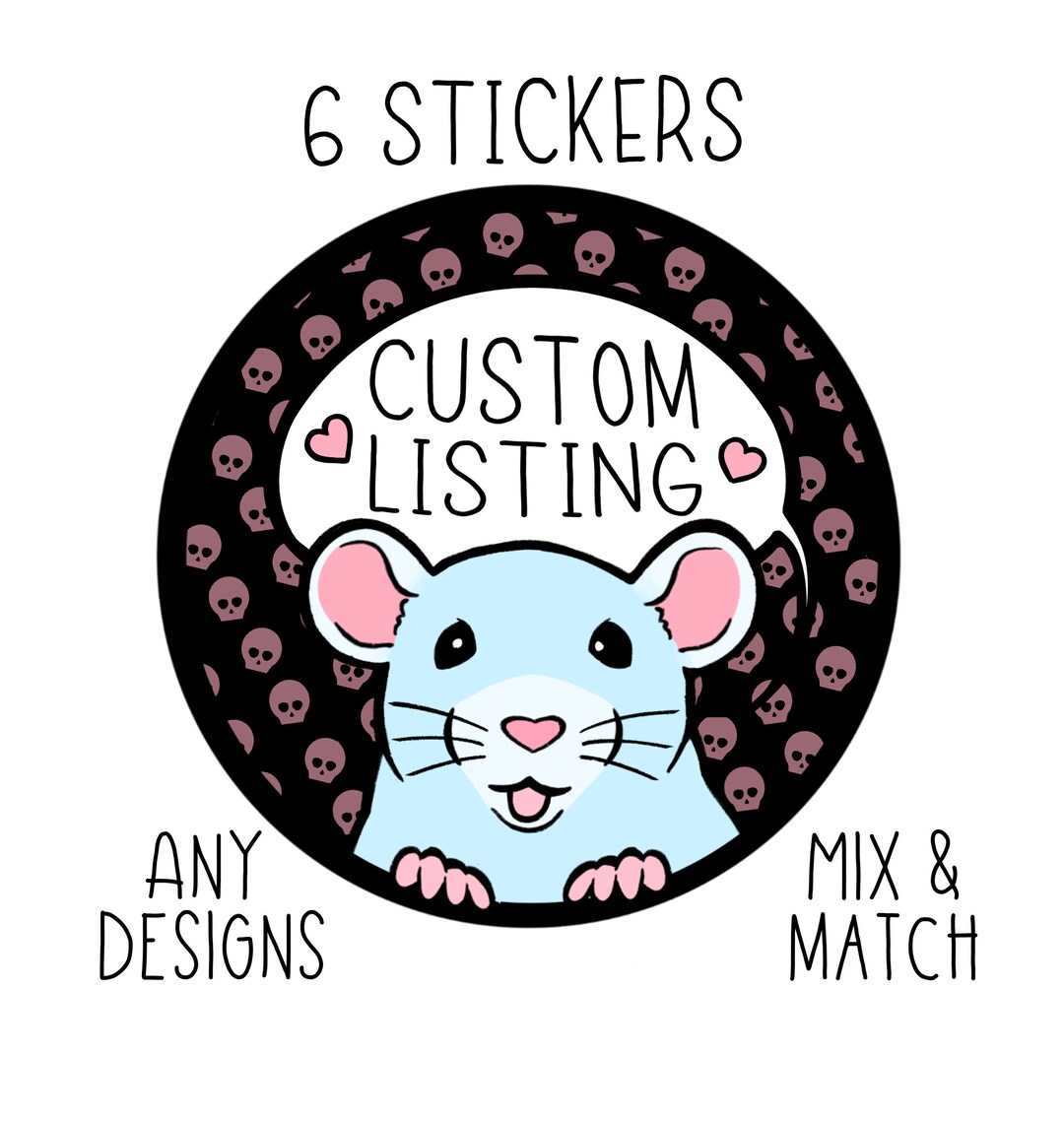 CUSTOM: 6 Stickers of Any Different Designs. Mix and Match. Laminated ...