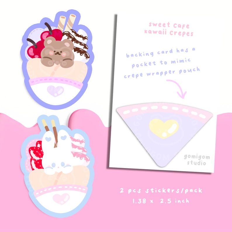 Kawaii Crepes Sticker Pack | Glossy Sticker | Vinyl Sticker | Cute ...