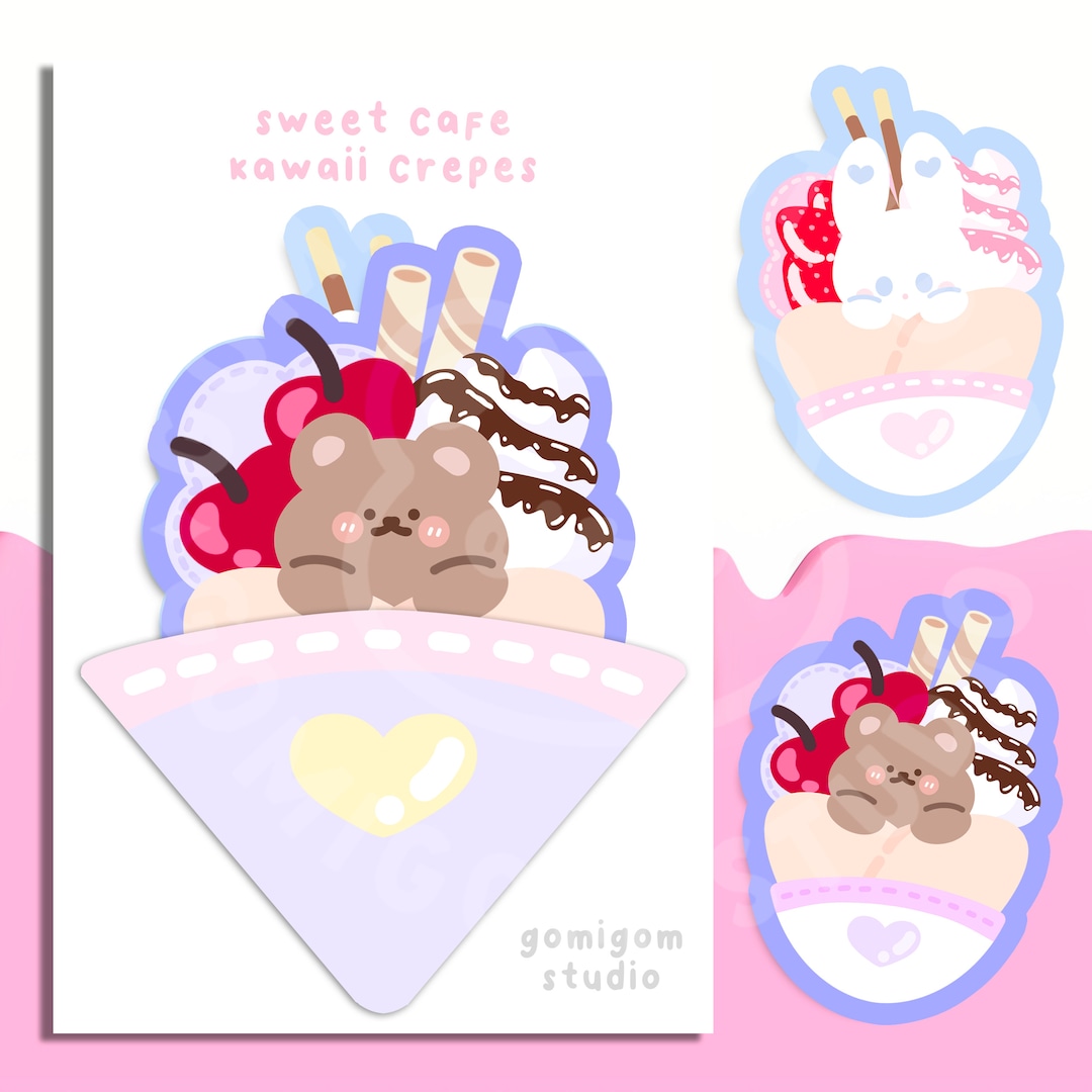 Kawaii Crepes Sticker Pack | Glossy Sticker | Vinyl Sticker | Cute ...