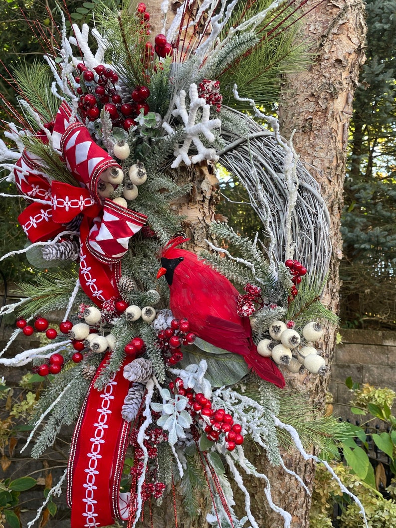 Winter Cardinal Wreath - Etsy