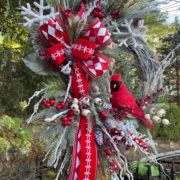 Cardinal Wreath - Etsy
