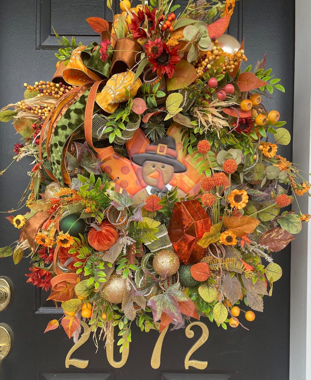 Mr Turkey is Hiding in the Fall Leaves, Thanksgiving Wreath, - Etsy