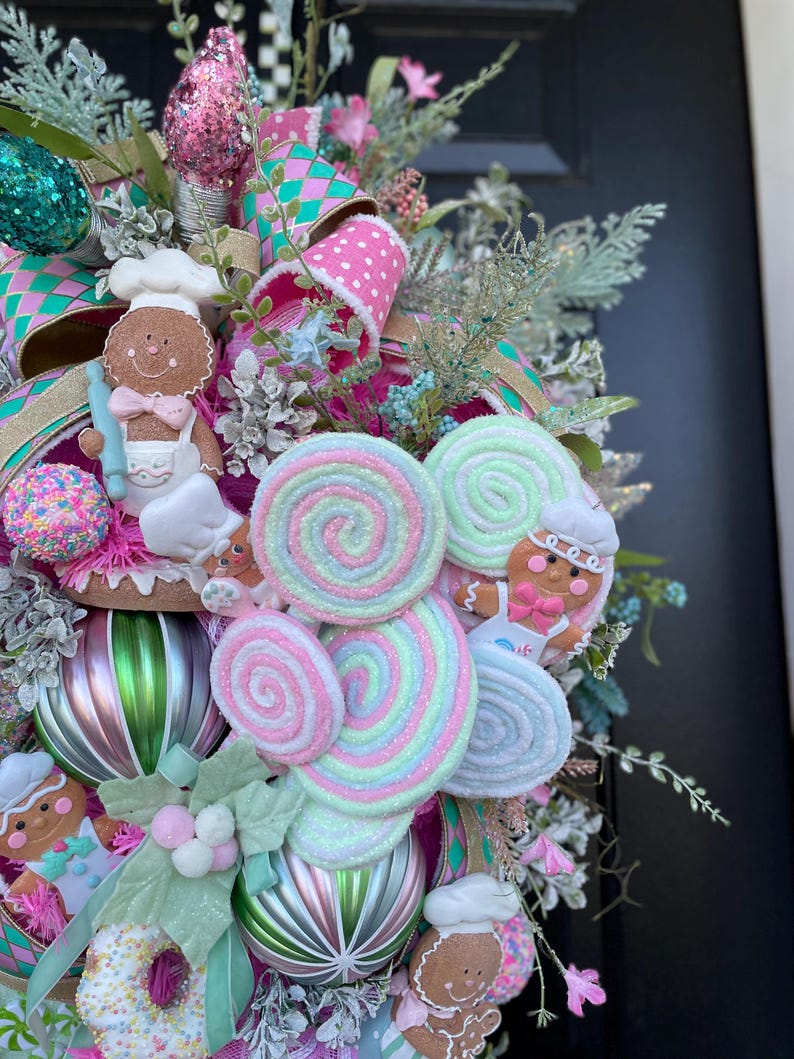 For the Love of Gingys Winter Christmas Candyland Swag Wreath - Etsy