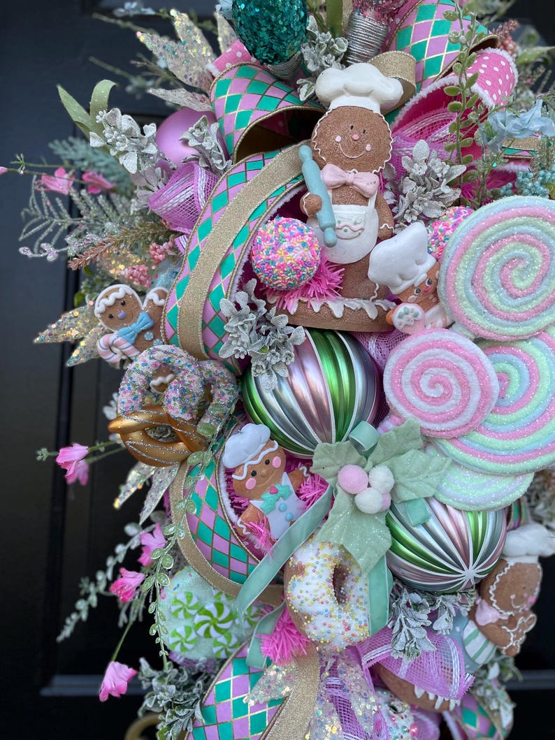 For the Love of Gingys Winter Christmas Candyland Swag Wreath - Etsy