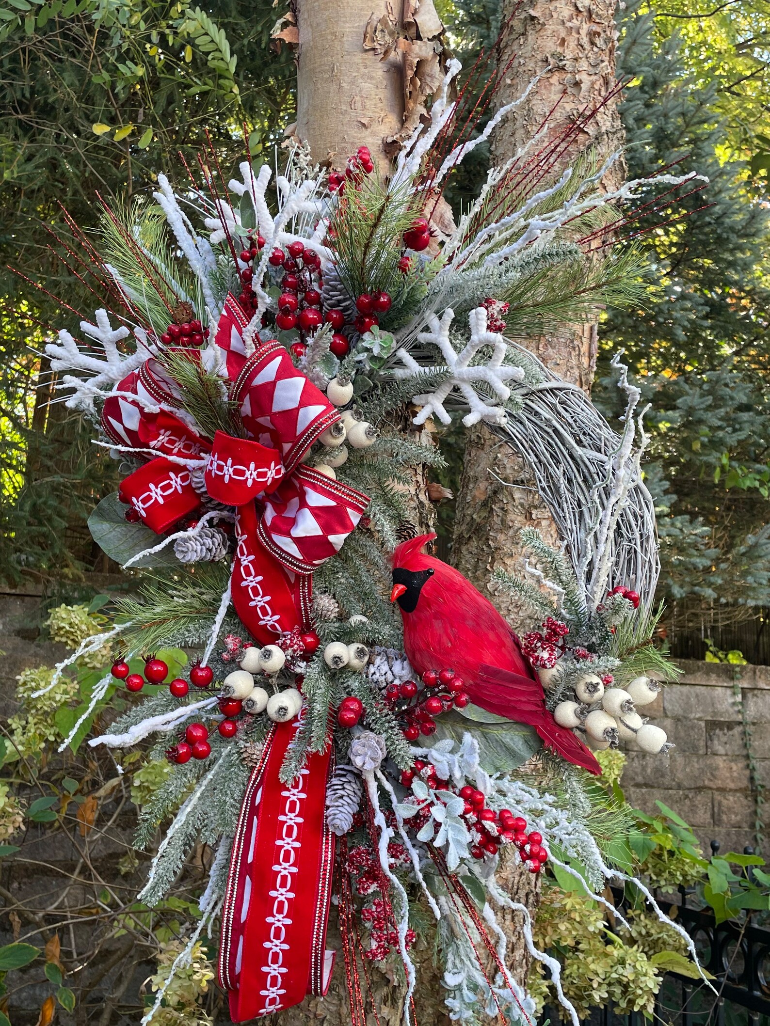 Winter Cardinal Wreath Etsy