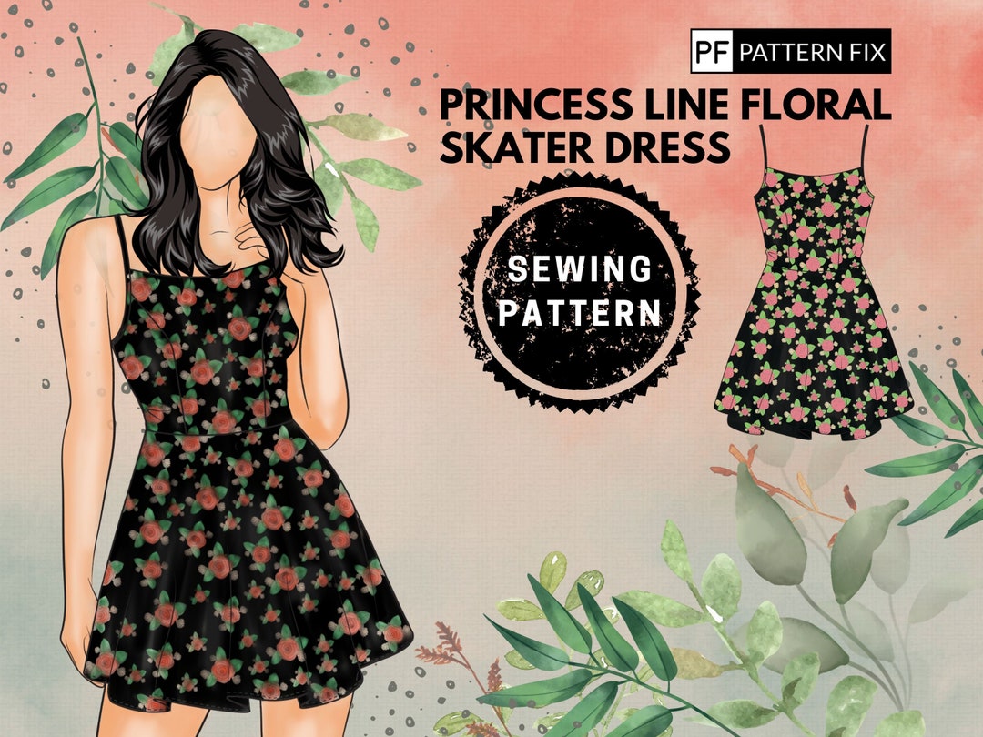 Floral Mini Dress PDF Sewing Pattern| Sizes:us2-12| UK6-16 | EU34-44 ...