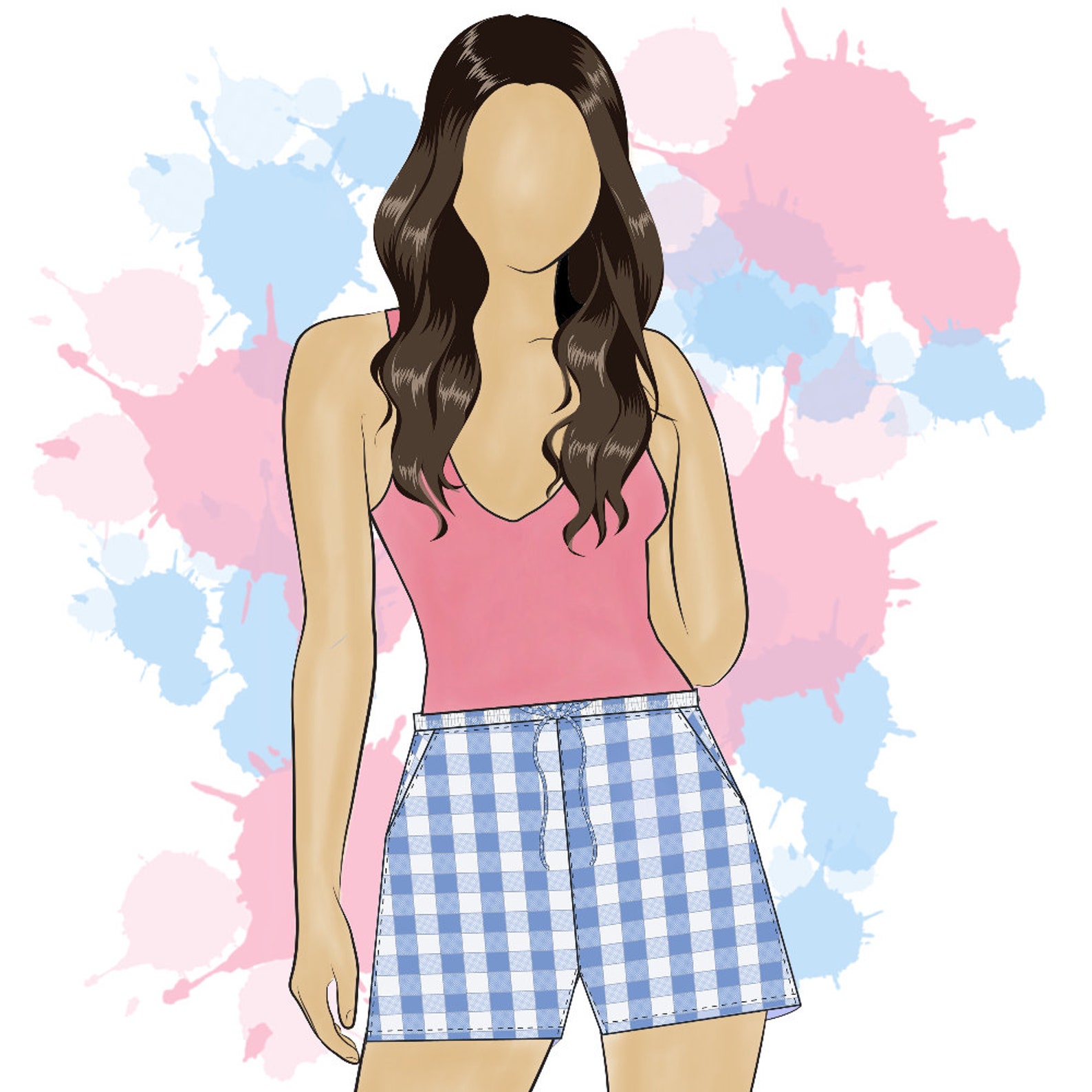 Gingham Casual Short PDF Sewing Pattern Sizes:us2-12 UK6-16 - Etsy