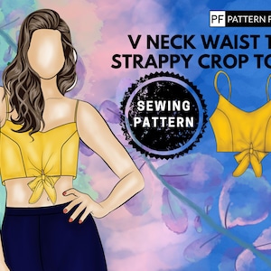 V Neck Waist Tie Strappy Crop Top-digital PDF Sewing Pattern| Sizes ...