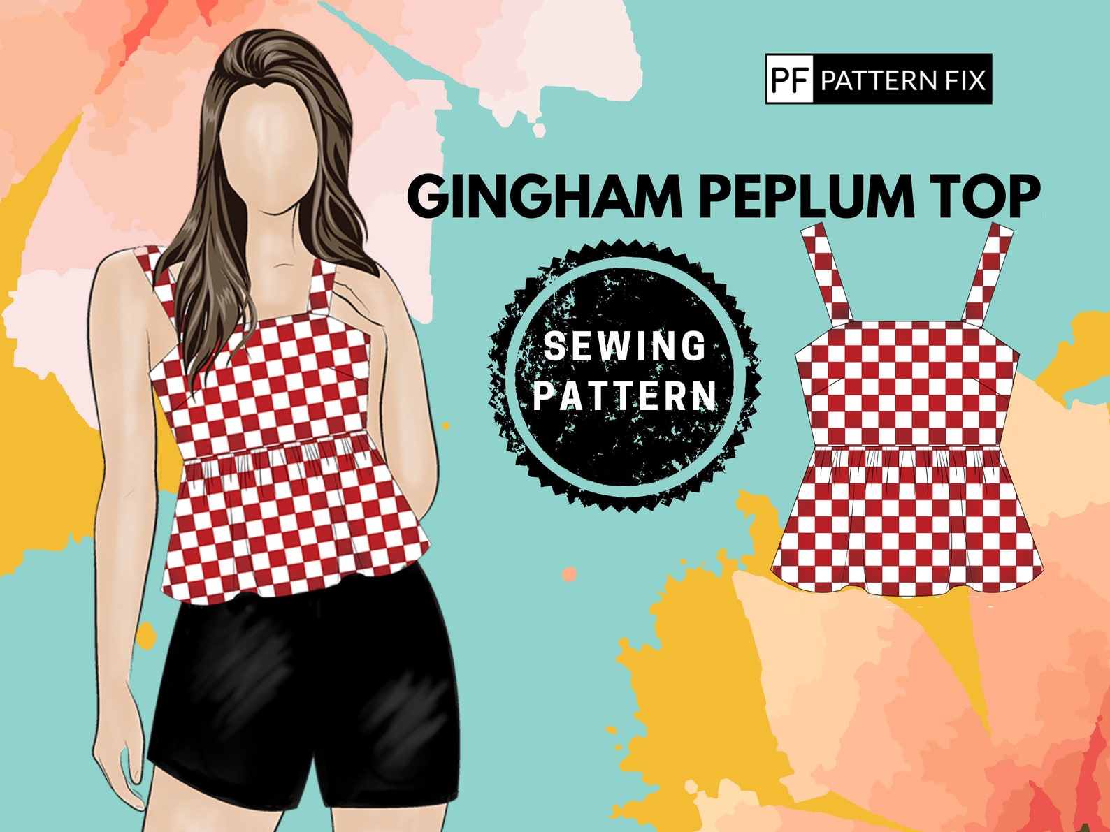 Gingham Peplum Top PDF Sewing Pattern Sizes:us2-12 UK6-16 - Etsy