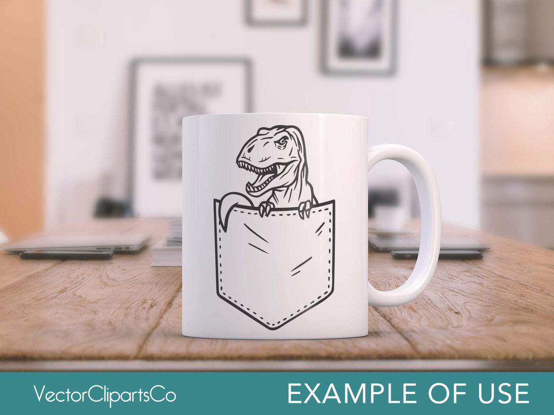 T-rex SVG Cute T-rex in Pocket Dinosaur Clipart (Instant Download) - Etsy