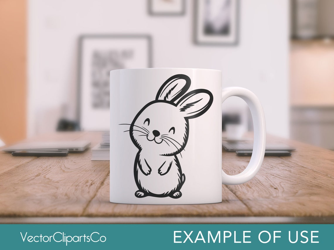 Cute Rabbit SVG File for DIY Crafts, Smiling Cartoon Bunny SVG, Perfect ...
