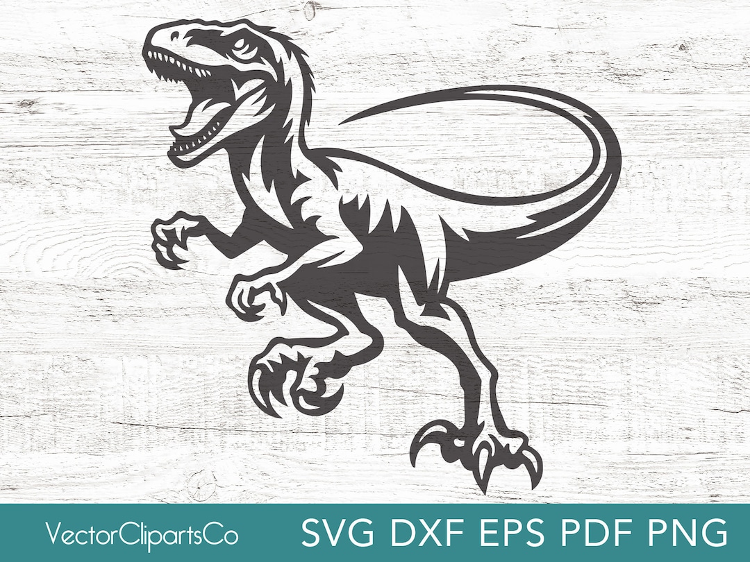 Angry Raptor SVG, Cool Aggressive Dinosaur Clipart, Vector Cut File ...