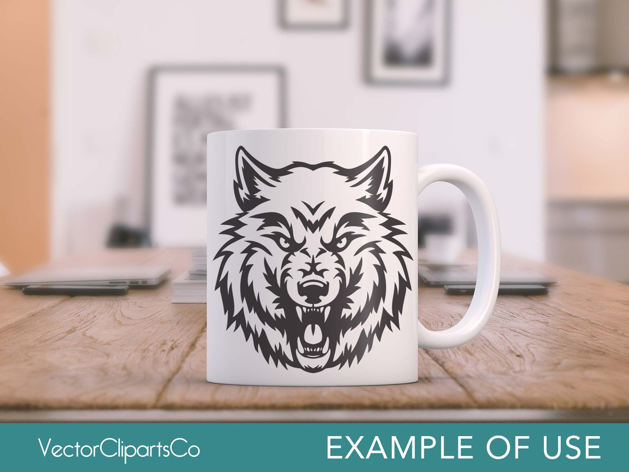 Wolf Face SVG, PNG Clipart, Fierce Angry Wolf Vector Cut File, Dxf, Pdf ...