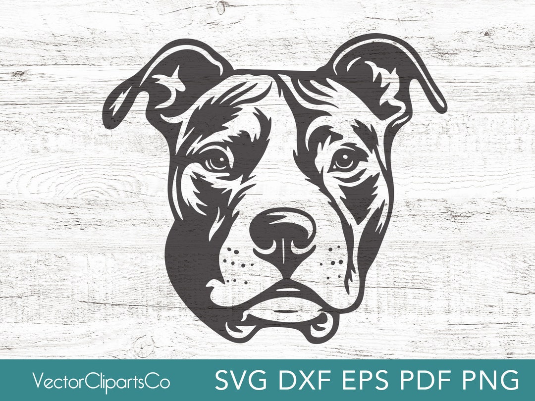 Pit Bull Terrier Face SVG, Pittie Dog PNG Clipart, Staffy Vector Cut ...