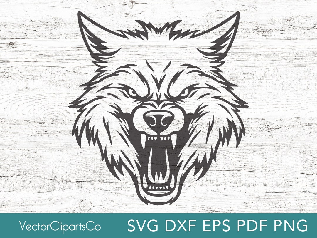 Angry Wolf Head SVG, Png Clipart, Snarling Wolf Vector Laser Cut File ...