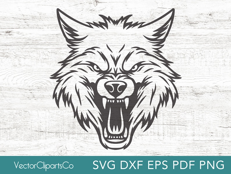 Angry Wolf Head SVG, Png Clipart, Snarling Wolf Vector Laser Cut File ...