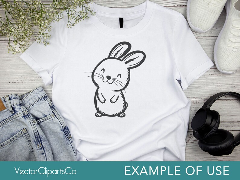 Cute Rabbit SVG File for DIY Crafts, Smiling Cartoon Bunny SVG, Perfect ...