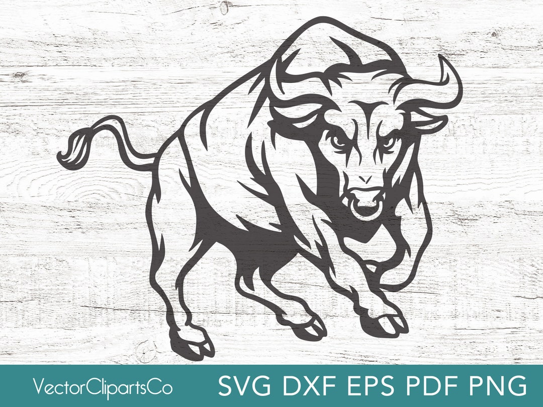 Charging Bull SVG, PNG Clipart, Fierce Angry Bull Vector Cut File, Dxf ...
