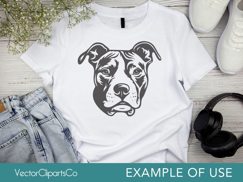 Pit Bull Terrier Face SVG, Pittie Dog PNG Clipart, Staffy Vector Cut ...