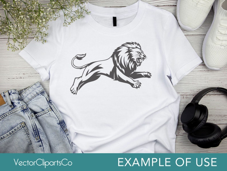 Leaping Lion SVG, Vector Lion Clipart Cut File, Sports Team Logo, Lion ...