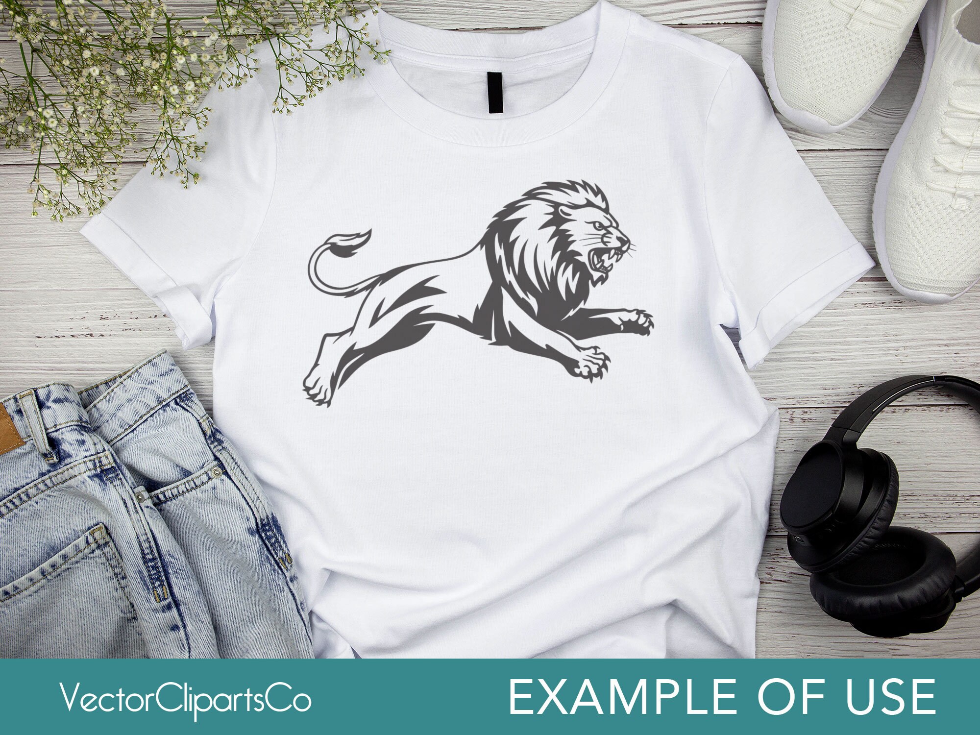 Leaping Lion SVG, Vector Lion Clipart Cut File, Sports Team Logo, Lion ...