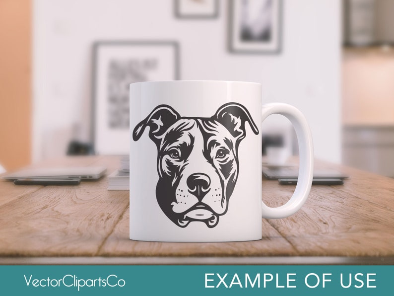 Pit Bull Terrier Face SVG, Pittie Dog PNG Clipart, Staffy Vector Cut ...