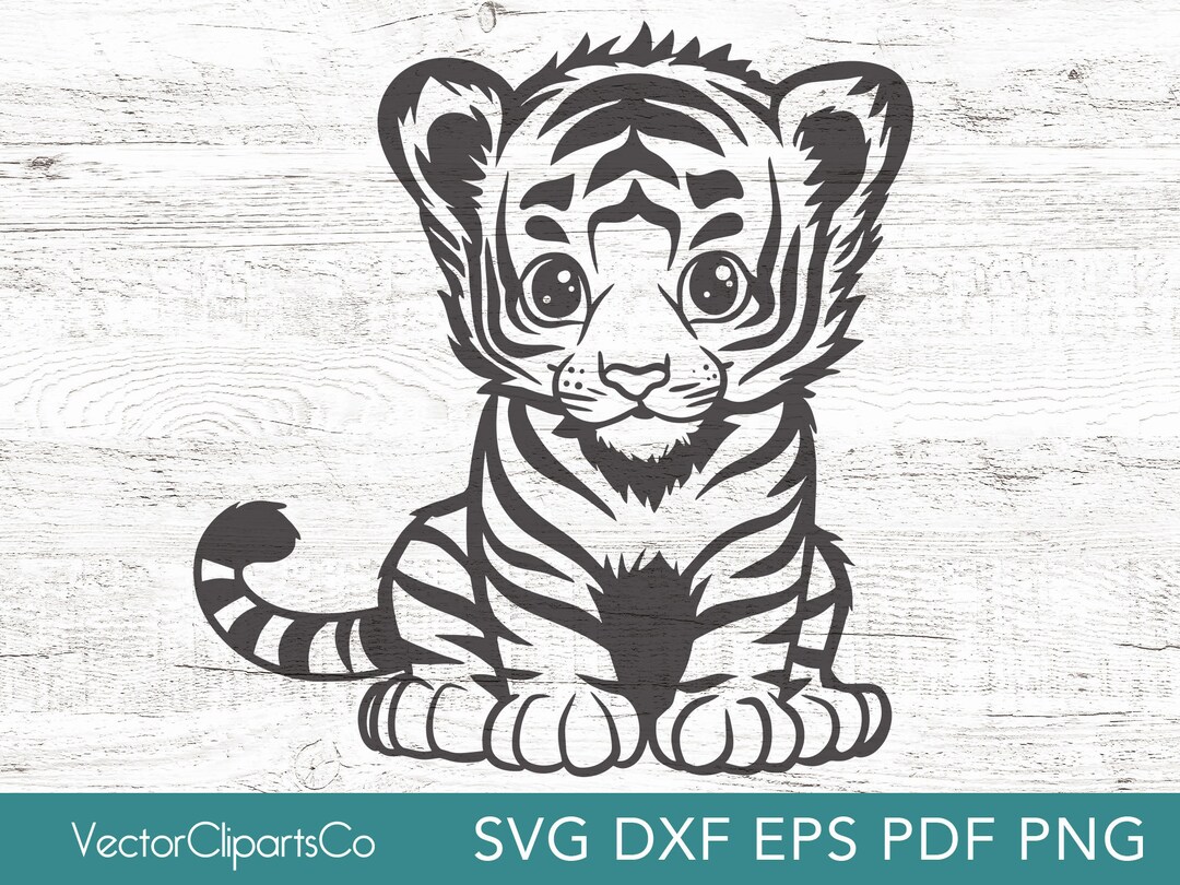 Cute Tiger Cub Svg, Cartoon Tiger Clipart, Baby Tiger Png, Vector Cut ...