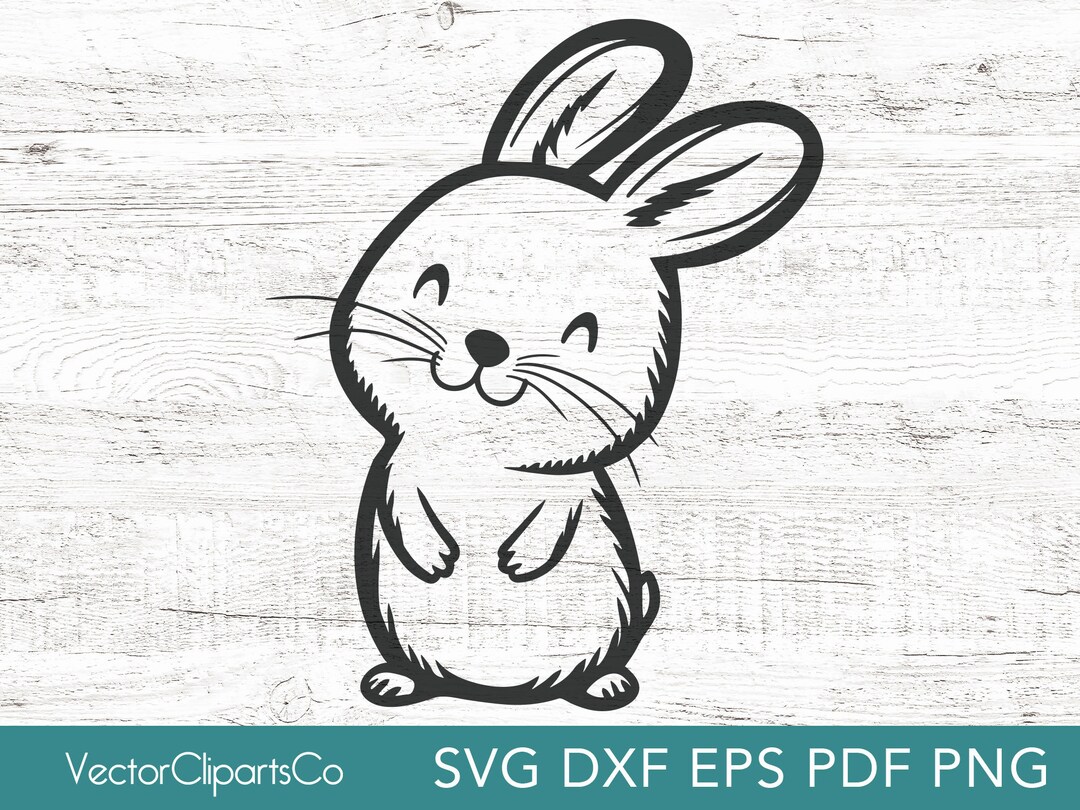 Cute Rabbit SVG File for DIY Crafts, Smiling Cartoon Bunny SVG, Perfect ...