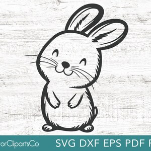 Cute Rabbit SVG File for DIY Crafts, Smiling Cartoon Bunny SVG, Perfect ...