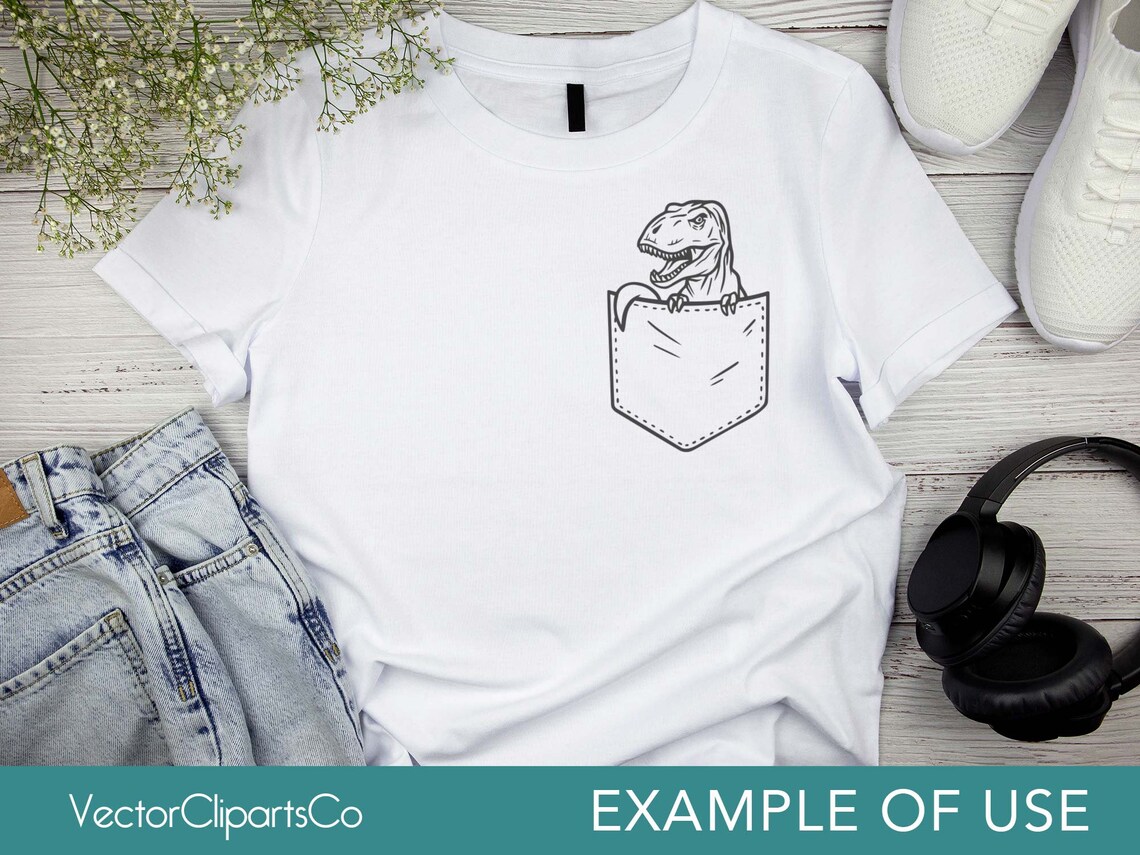 T-rex SVG Cute T-rex in Pocket Dinosaur Clipart (Instant Download) - Etsy