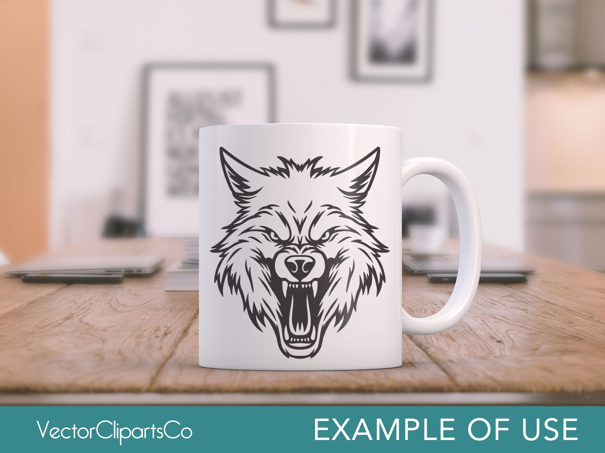 Angry Wolf Head SVG, Png Clipart, Snarling Wolf Vector Laser Cut File ...