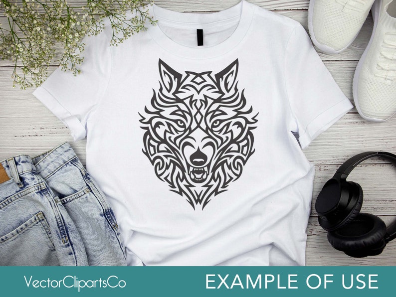 Tribal Wolf Head Svg Snarling Angry Wolf Black And White Etsy