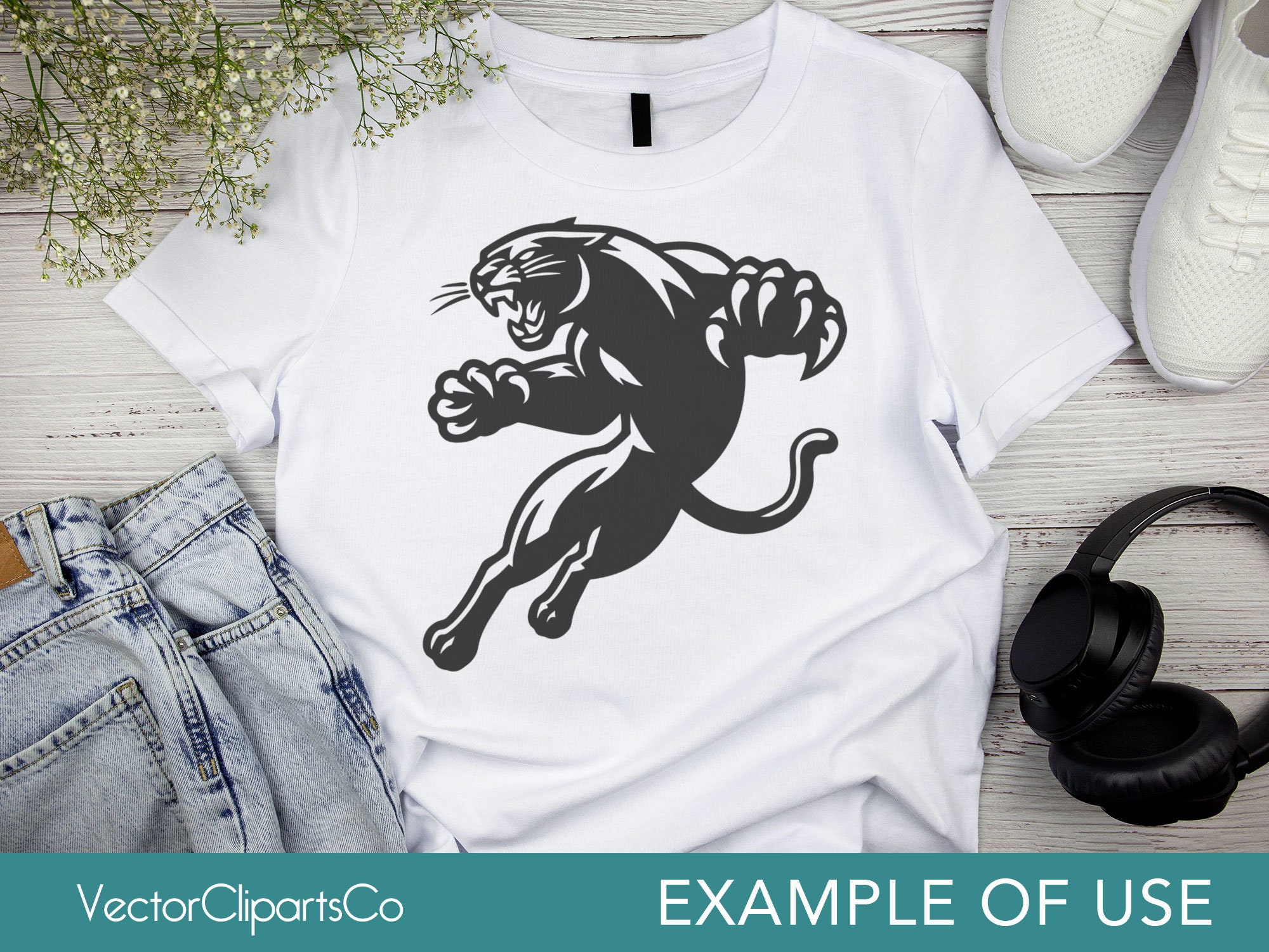 Leaping Panther SVG, Vector Panther Clipart Cut File, Sports Team Logo ...