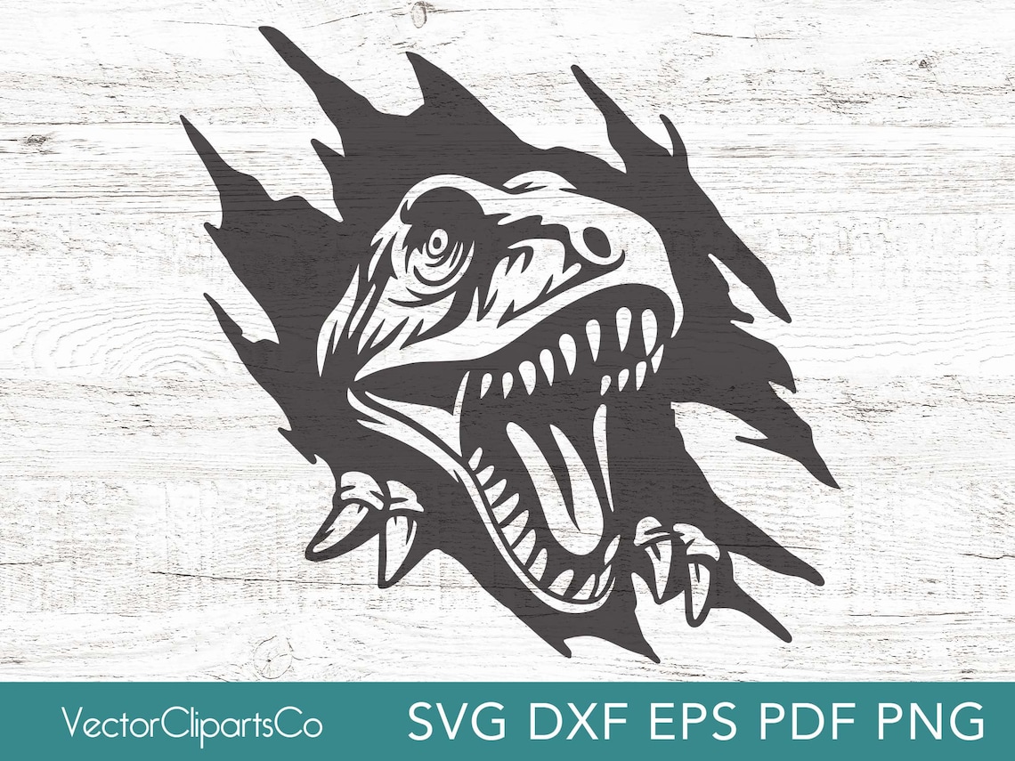 Scary T-rex SVG, T-rex PNG, Dinosaur Tearing Through Shirt, Clipart ...