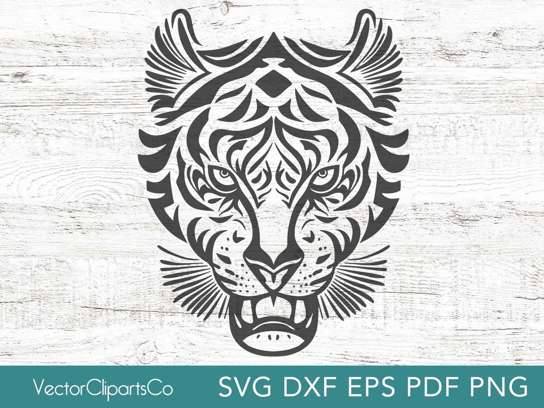 Tribal Tiger Svg, Tiger Tribal Tattoo Clipart, Tiger Png, Vector Cut ...