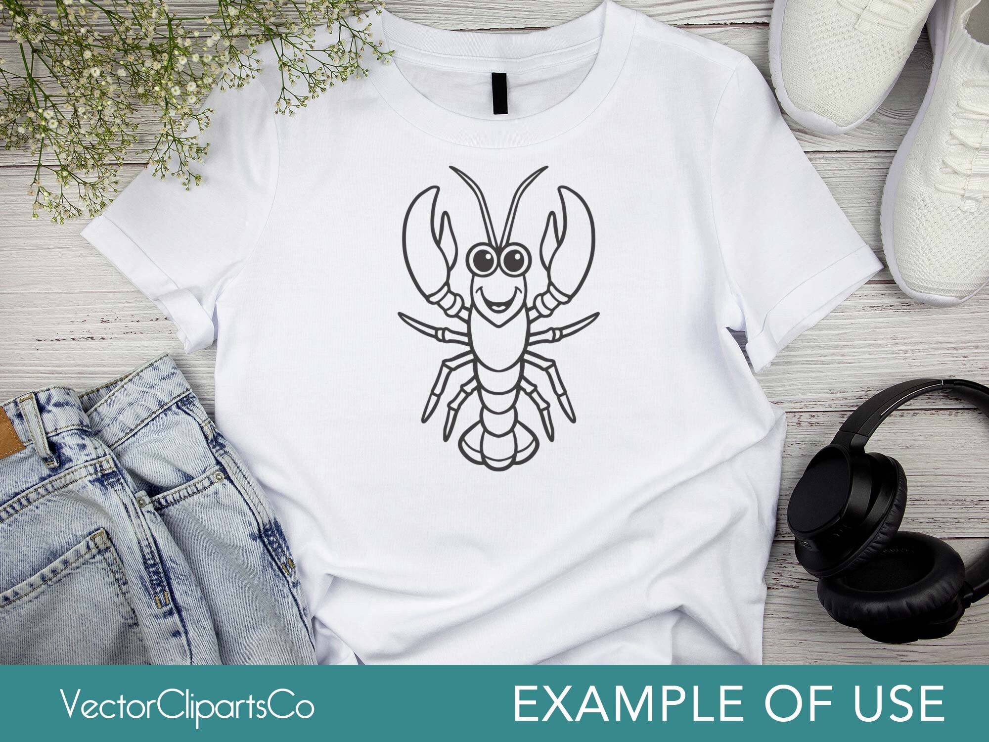 Happy Cartoon Lobster SVG, Cute Crayfish Clipart, Vector Cut File ...